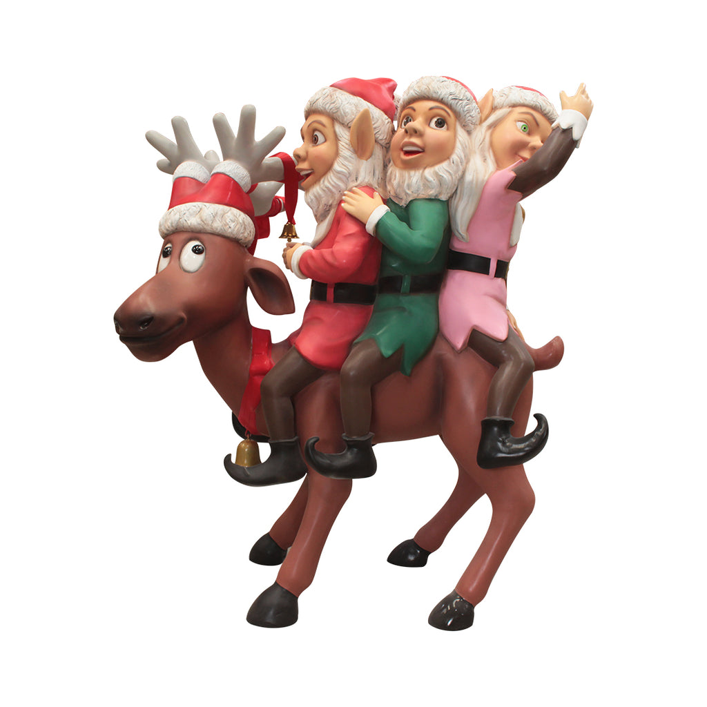Holiday deer WITH ELVES – universalstatues